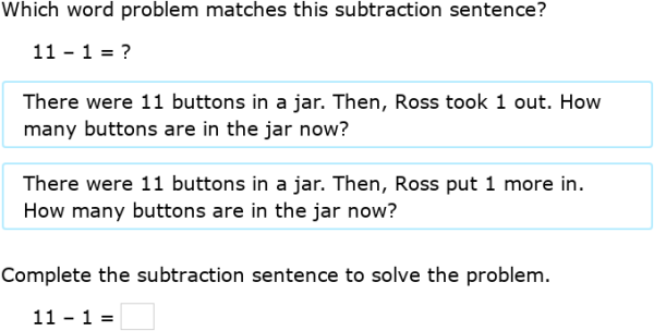 IXL | Match word problems to subtraction sentences - up to 20 | 1st ...