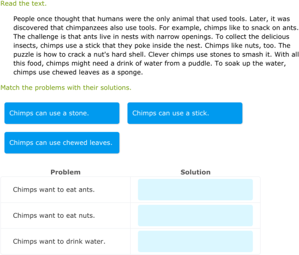 IXL | Match problems with their solutions | 5th grade language arts