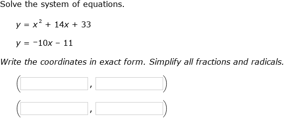 IXL - Solve a system of linear and quadratic equations: parabolas ...