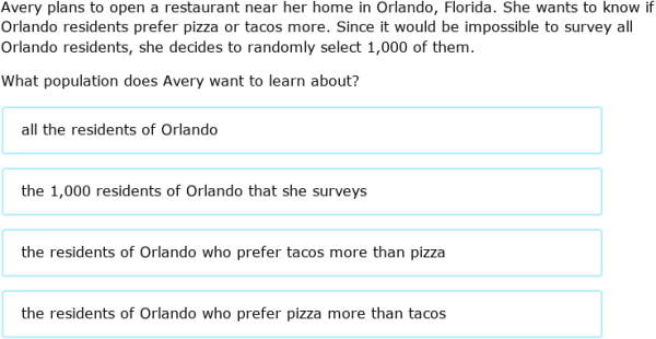 IXL | Populations and samples | 6th grade math