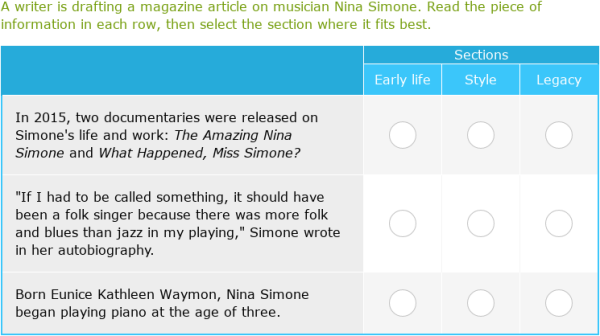 IXL | Organize information by topic | 7th grade language arts