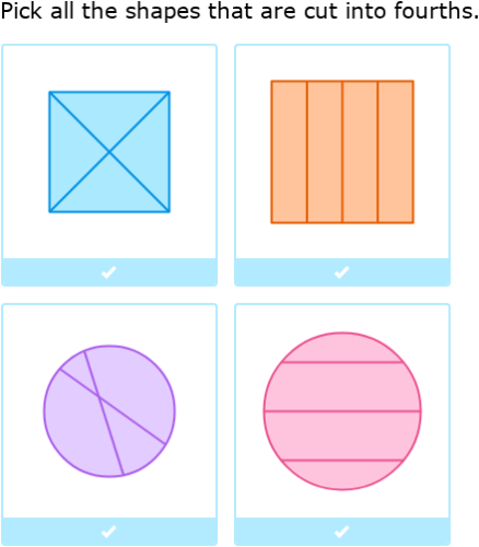 IXL | Identify fourths | 1st grade math