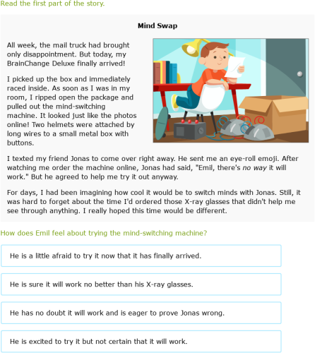 IXL | Read science fiction with illustrations | 6th grade language arts
