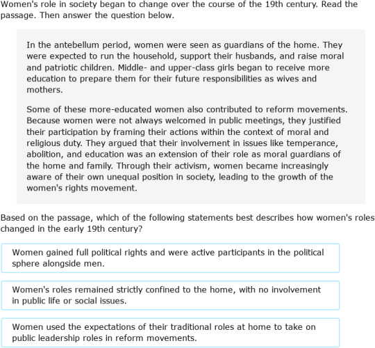 IXL - Antebellum reform movements (U.S. History practice)