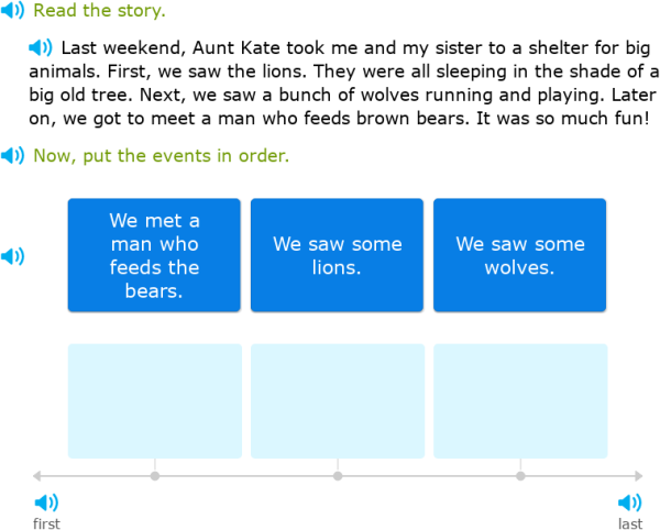 IXL | Order events in a story | 1st grade language arts