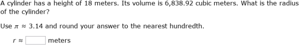 IXL | Volume of cylinders: find the missing dimension | 8th grade math