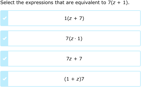 IXL - Identify equivalent linear expressions (Algebra 1 practice)