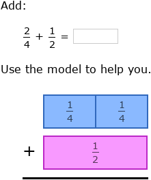IXL | Add fractions with unlike denominators using models | 4th grade math