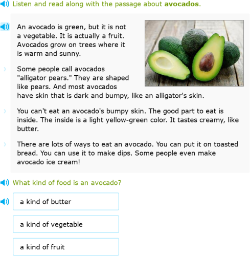 IXL | Read along about food | Kindergarten language arts