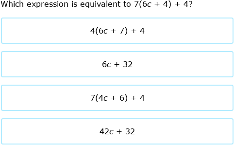 IXL | Identify equivalent linear expressions I | 6th grade math