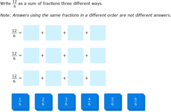 IXL | Decompose improper fractions in multiple ways | 4th grade math