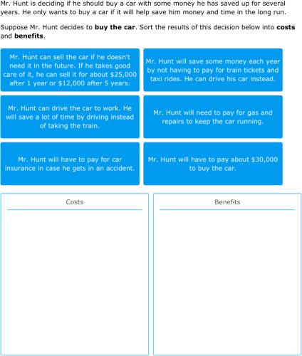 IXL | Costs and benefits | 8th grade social studies
