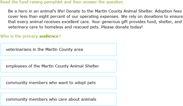 IXL | Identify audience and purpose | 8th grade language arts