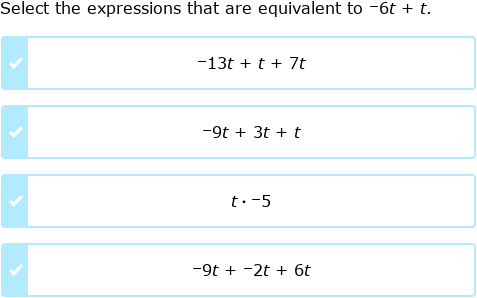 IXL | Identify equivalent expressions II | 6th grade math