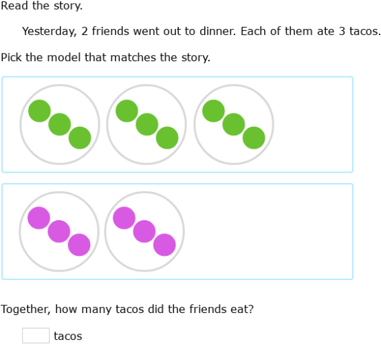 IXL | Use equal groups and arrays to solve multiplication word problems | 3rd grade math