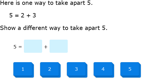 IXL | Take apart numbers in different ways - sums up to 5 ...