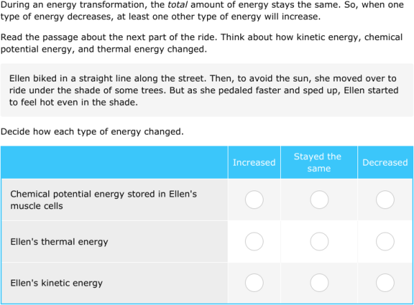 IXL | Explore energy transformations: bike ride | 8th grade science