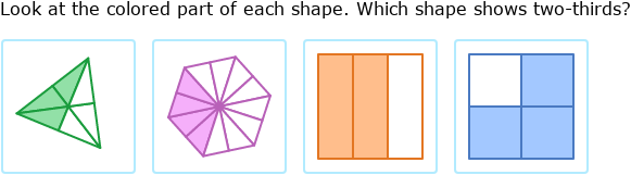 IXL | Which shape illustrates the fraction? - halves, thirds, fourths ...