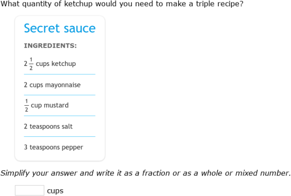 IXL | Add, subtract, multiply, or divide fractions in recipes | 6th ...