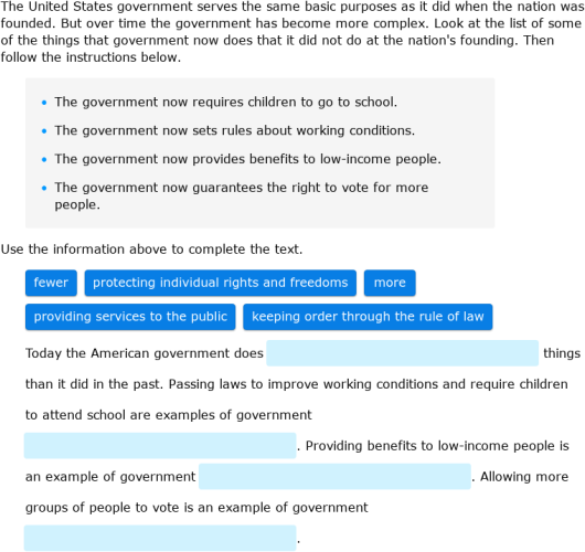 IXL | Purposes of government | 6th grade social studies