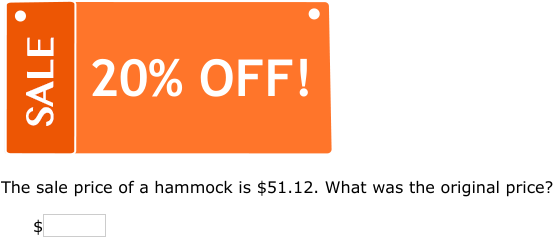 IXL | Sale prices: find the original price | 8th grade math