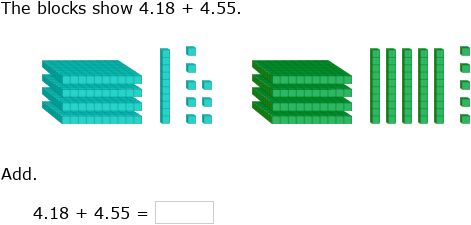 IXL | Add decimals using blocks | 4th grade math