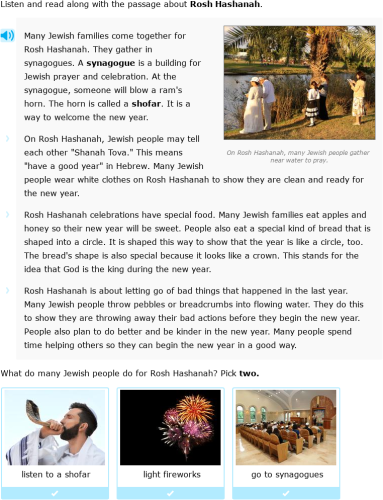 IXL | Rosh Hashanah | 2nd grade social studies