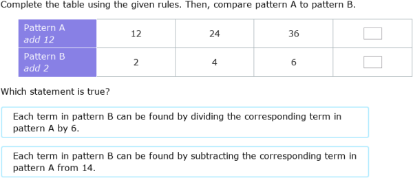 IXL | Compare patterns | 5th grade math