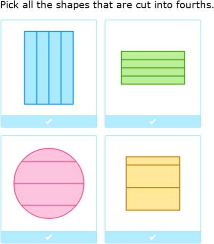 IXL | Identify halves and fourths | 1st grade math