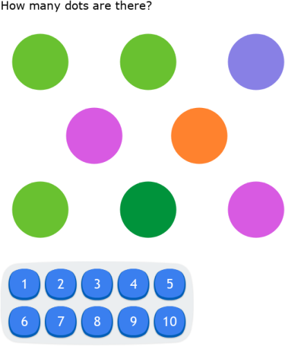 IXL | Count dots - up to 10 | Pre-K math