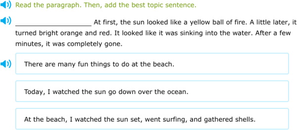 IXL | Choose topic sentences for narrative paragraphs | 2nd grade ...