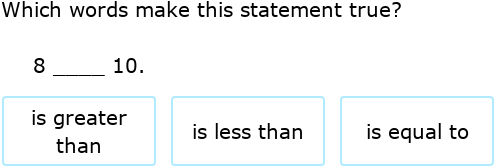 IXL | Compare numbers up to 10 using words | 1st grade math