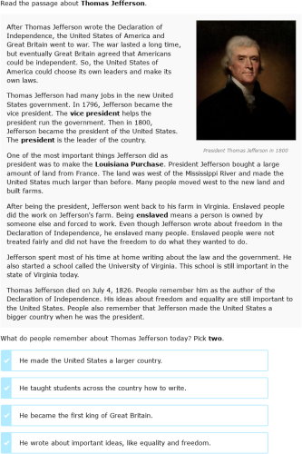 IXL | Thomas Jefferson | 4th grade social studies