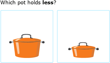 IXL | Holds more or less | Kindergarten math
