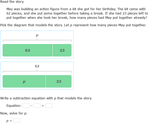 IXL | Write and solve addition and subtraction equations using diagrams ...