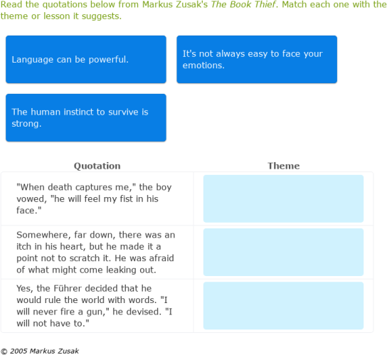 IXL | Match the quotations with their themes | 9th grade language arts