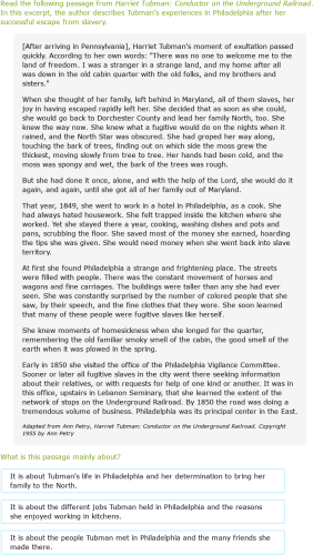 IXL | Analyze passages from Harriet Tubman: Conductor on the ...