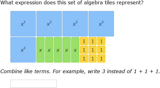 IXL | Model expressions with algebra tiles | 8th grade math