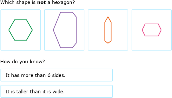 IXL | Name the two-dimensional shape and explain your answer | 1st grade math