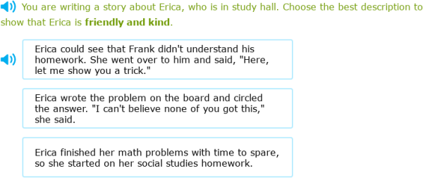 IXL | Show character emotions and traits | 2nd grade language arts