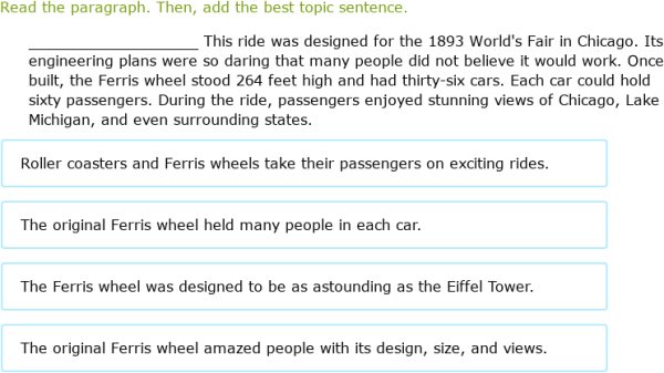 IXL | Choose the best topic sentence | 6th grade language arts