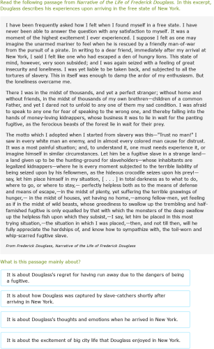 IXL | Analyze passages from Narrative of the Life of Frederick Douglass ...
