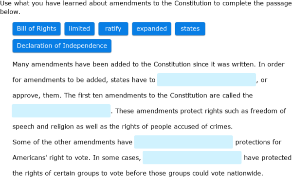 IXL | The Constitution: amendments | 6th grade social studies
