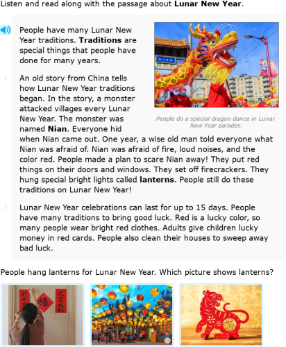IXL | Lunar New Year | Kindergarten social studies