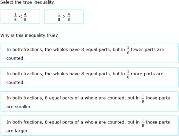 IXL | Compare fractions and justify your answer | 3rd grade math