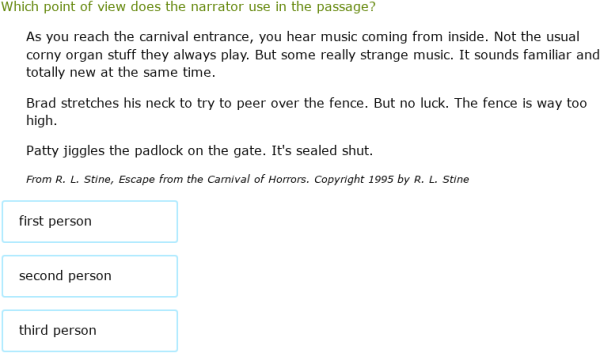 IXL | Identify the narrative point of view | 8th grade language arts