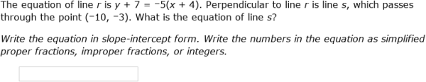IXL - Write an equation for a perpendicular line (Algebra 1 practice)