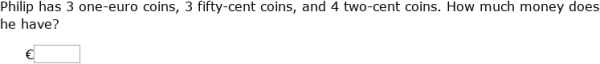 IXL | Count money - up to €5 note | 3rd grade math