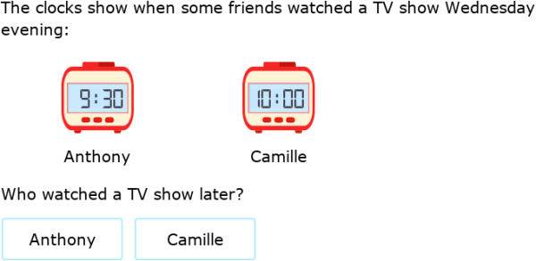 IXL | Compare clocks | 1st grade math