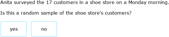 IXL | Identify representative, random, and biased samples | 6th grade math